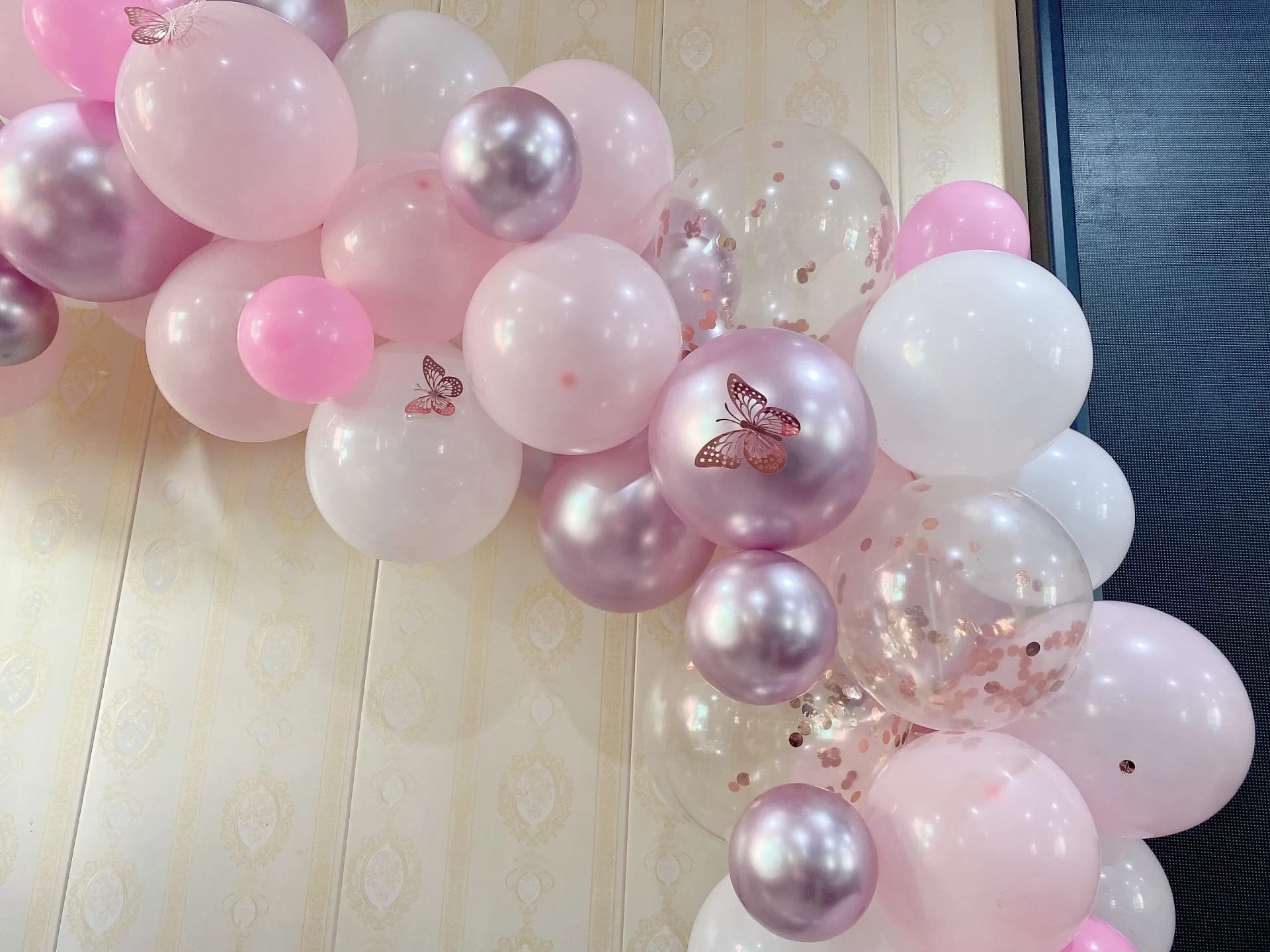 Pink Butterfly Confetti Balloon Arch - Affordable Party Supply